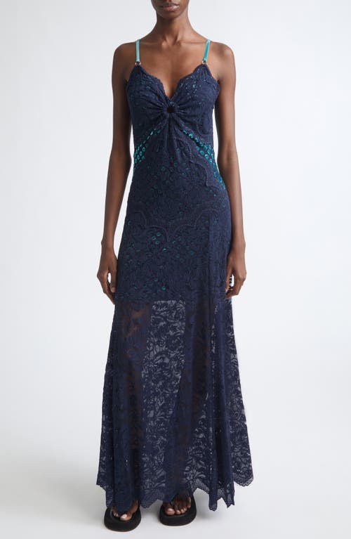 PACO RABANNE Rabanne Embroidered Stretch Lace Maxi Dress